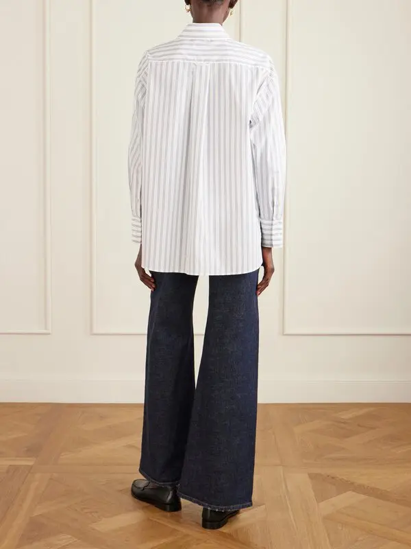 TWP Striped Cotton-poplin Shirt - White