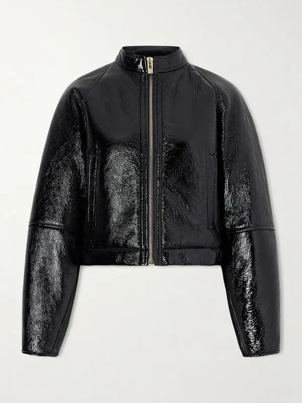 Alaïa Cropped Shearling Bomber Jacket
