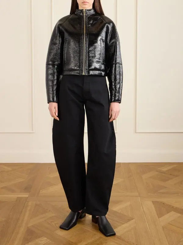 Alaïa Cropped Shearling Bomber Jacket
