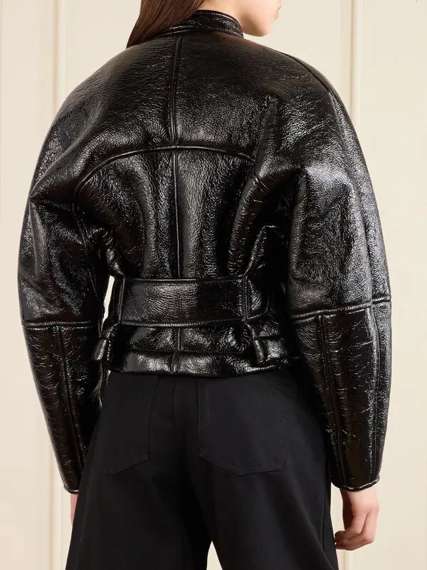 Alaïa Cropped Shearling Bomber Jacket