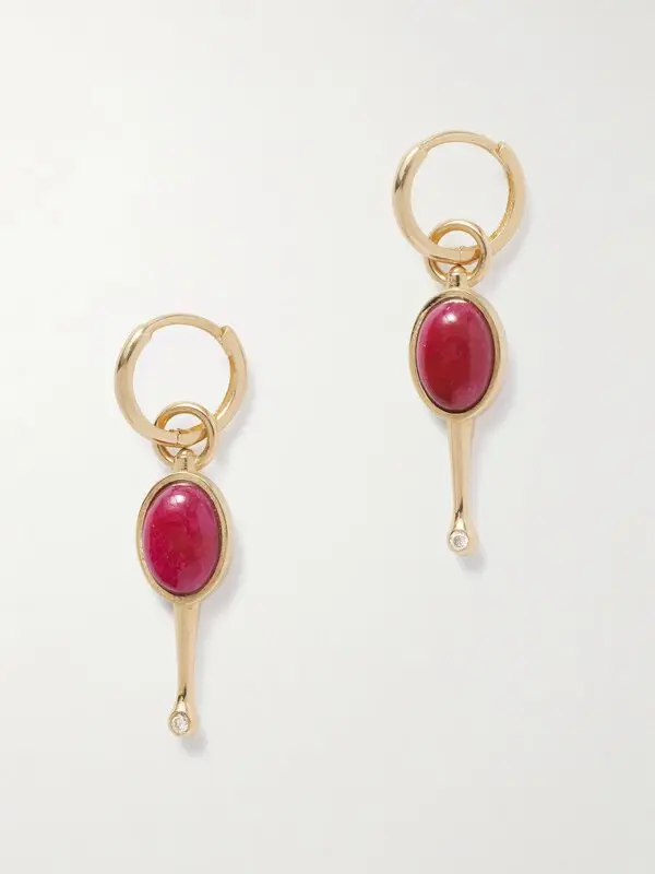 LOREN STEWART Stellar Key Ruby And Diamond Hoop Earrings - Red