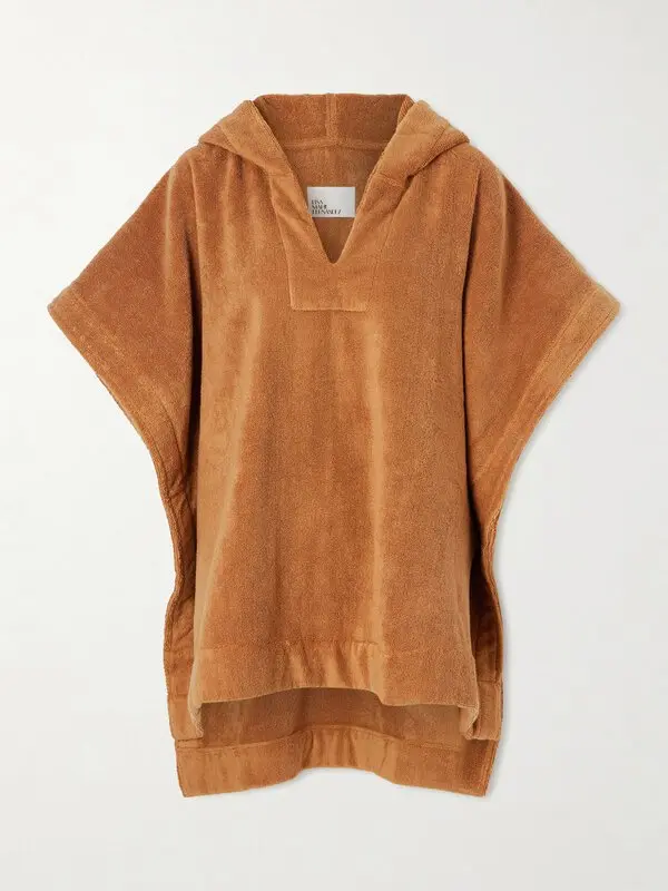 Lisa Marie Fernandez Hooded Cotton-terry Poncho - Brown