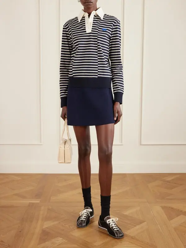WALES BONNER Paris Suede-trimmed Leather And Canvas Sneakers
