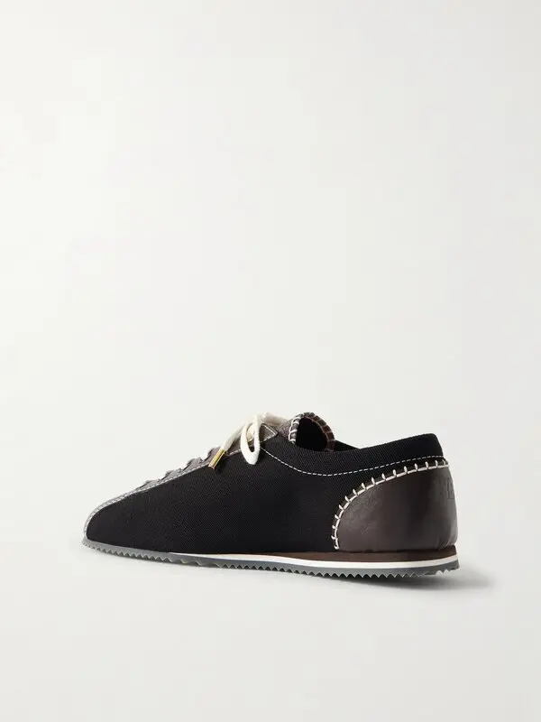 WALES BONNER Paris Suede-trimmed Leather And Canvas Sneakers