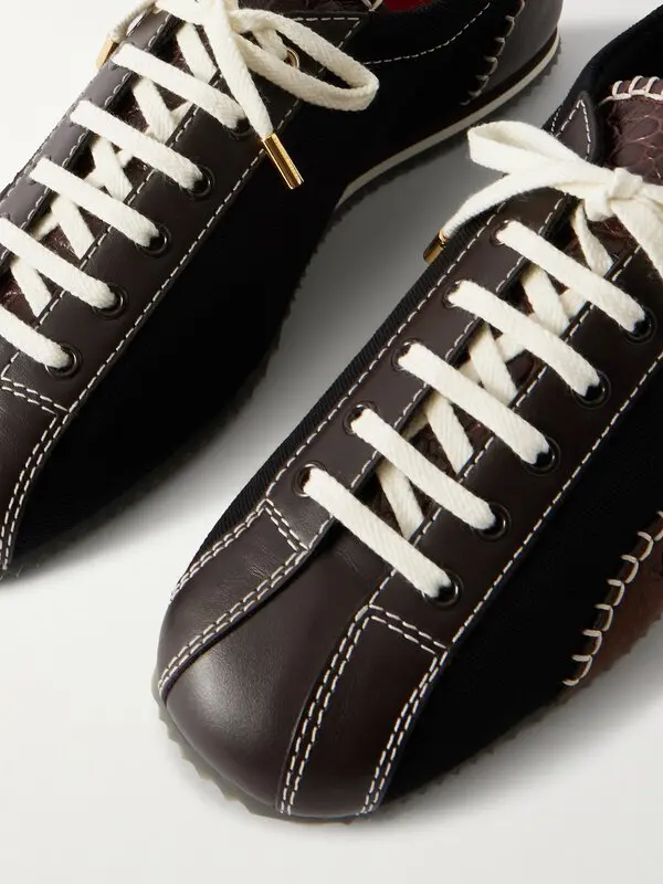WALES BONNER Paris Suede-trimmed Leather And Canvas Sneakers
