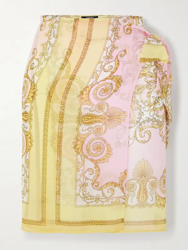 Versace Printed Georgette Pareo - Yellow