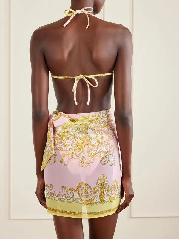 Versace Printed Georgette Pareo - Yellow