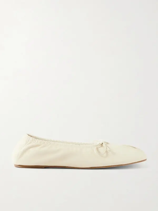 Magda Butrym Bow-detailed Leather Ballet Flats - Neutrals