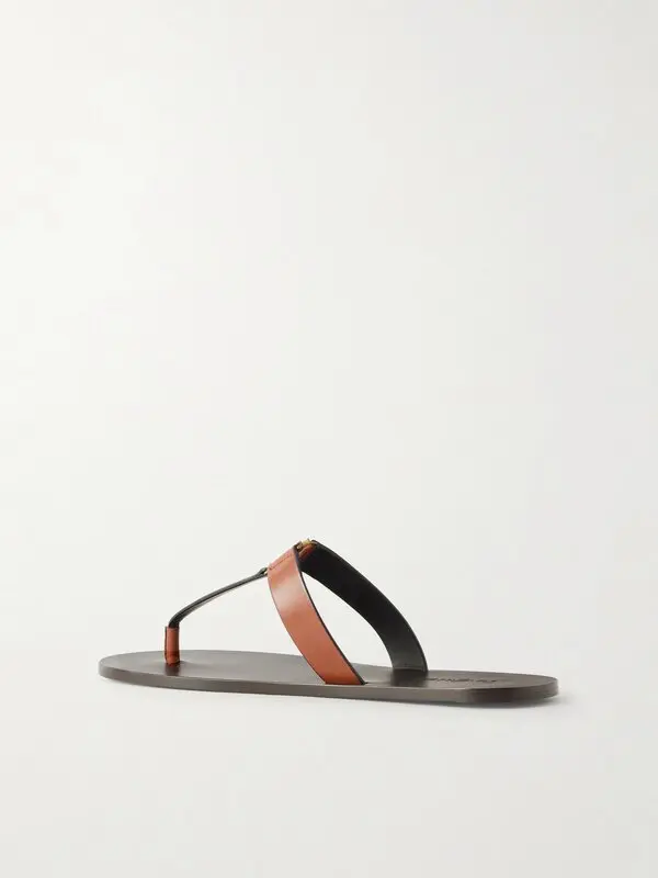 Saint Laurent Cassandra Embellished Thong Sandals - Brown