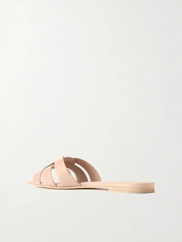 Saint Laurent Tribute Woven Patent-leather Slides