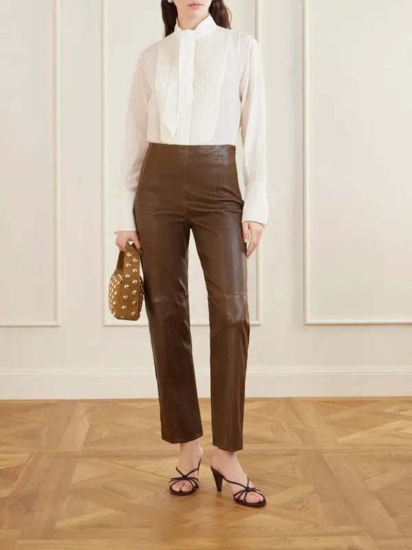 TWP Logan Paneled Leather Slim-leg Pants
