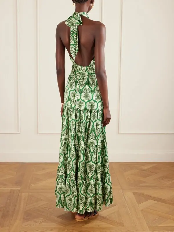 CRISTIANO MARCHELI Nina Cutout Printed Silk-blend Satin Maxi Dress