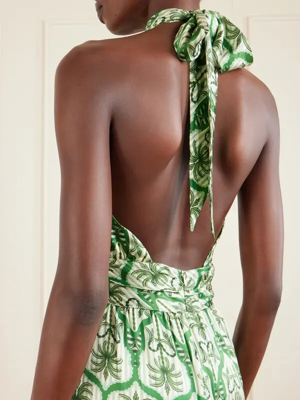 CRISTIANO MARCHELI Nina Cutout Printed Silk-blend Satin Maxi Dress