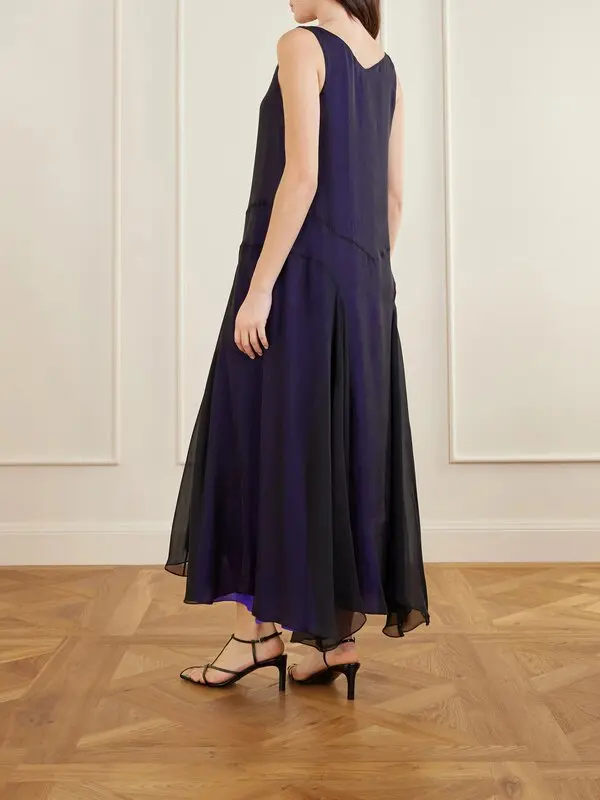 KALLMEYER Millie Asymmetric Pleated Silk-chiffon Dress