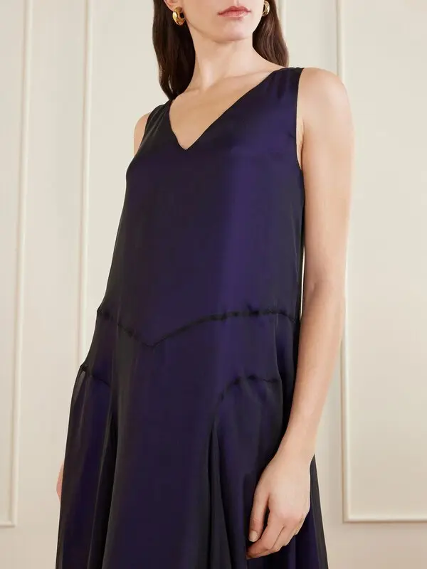 KALLMEYER Millie Asymmetric Pleated Silk-chiffon Dress