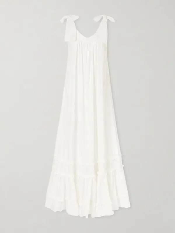 CRISTIANO MARCHELI Bella Ruffled Tiered Broderie Anglaise Cotton Maxi Dress - White