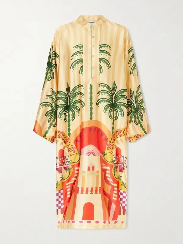 CRISTIANO MARCHELI Fiorenza Printed Silk-satin Kaftan