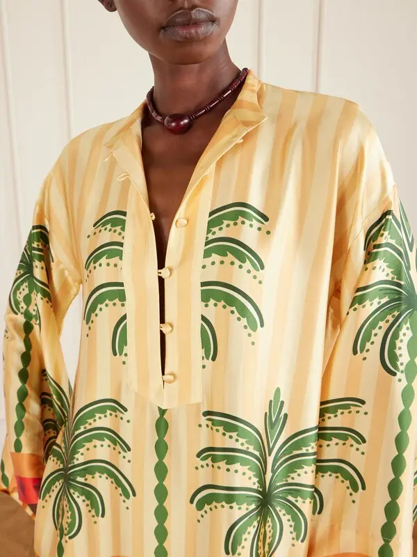 CRISTIANO MARCHELI Fiorenza Printed Silk-satin Kaftan
