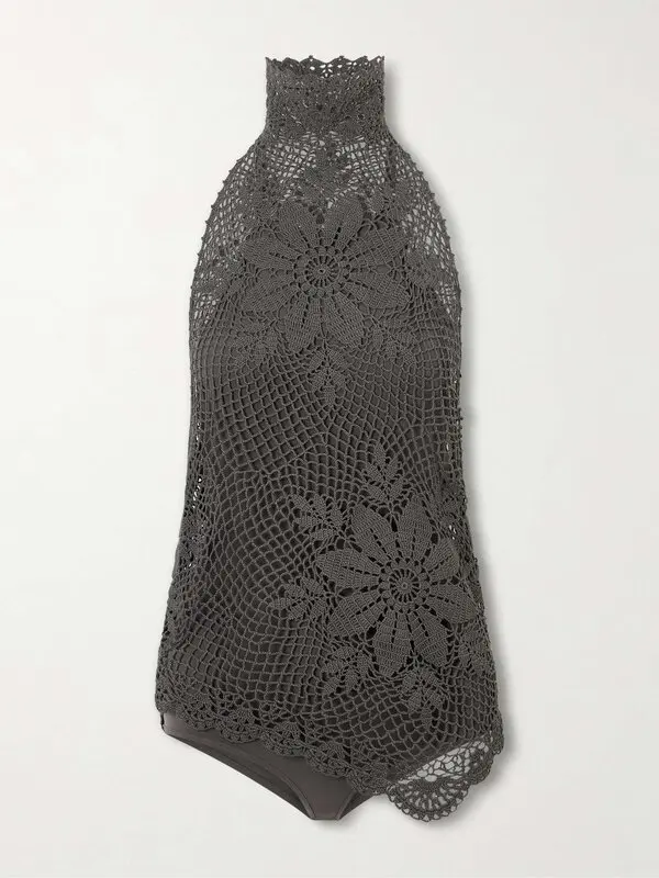 Magda Butrym Asymmetric Crochet Halterneck Top