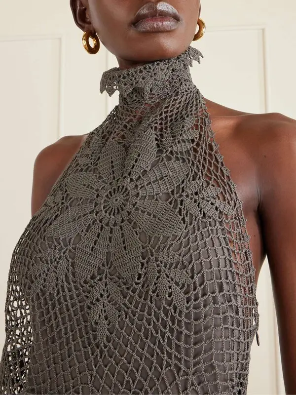 Magda Butrym Asymmetric Crochet Halterneck Top