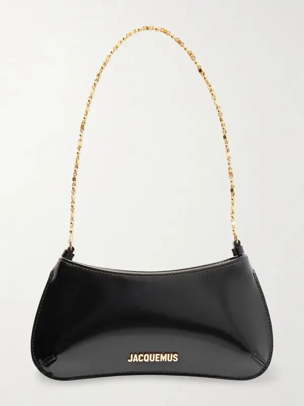 Jacquemus Le Petit Bisou Polished-leather Shoulder Bag - Black