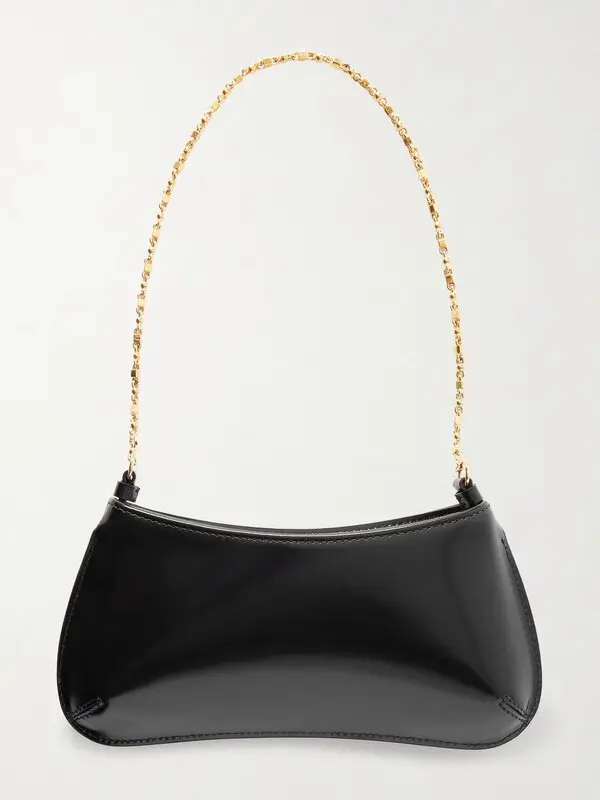 Jacquemus Le Petit Bisou Polished-leather Shoulder Bag - Black