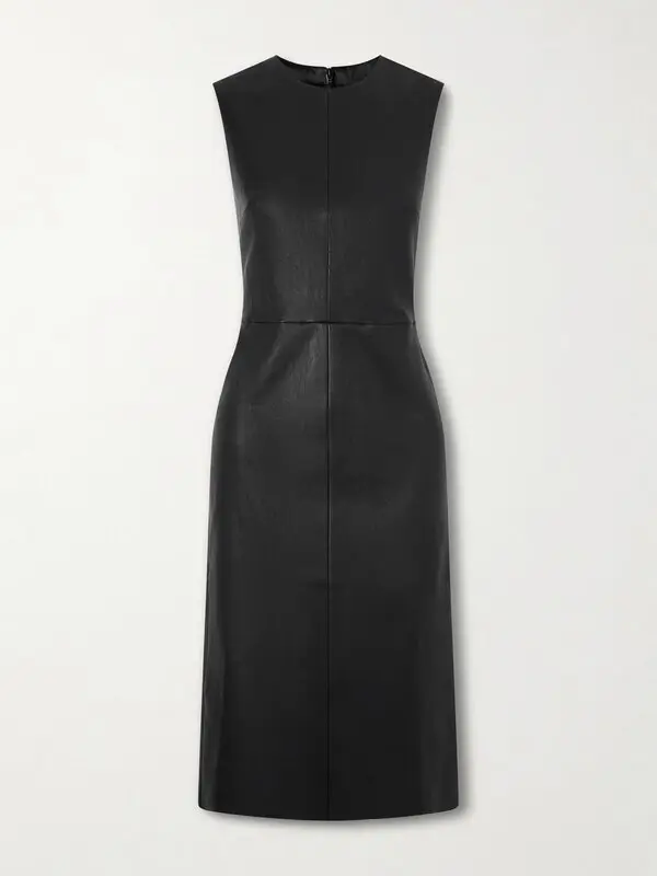 Stouls Eva Paneled Lambskin Leather Midi Dress