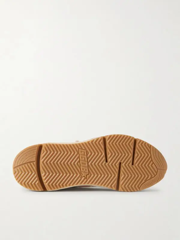 GOLDEN GOOSE Running Sole Leather-trimmed Sneakers - Neutrals