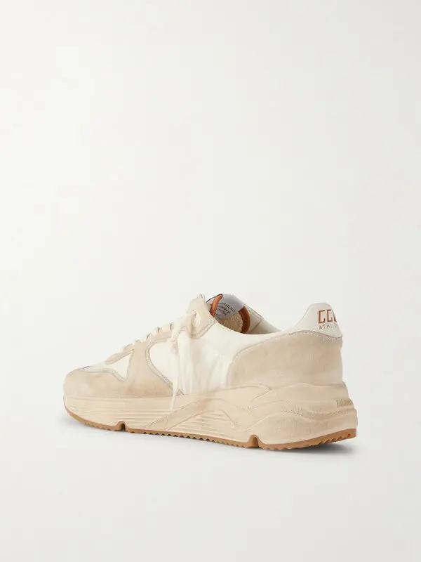 GOLDEN GOOSE Running Sole Leather-trimmed Sneakers - Neutrals