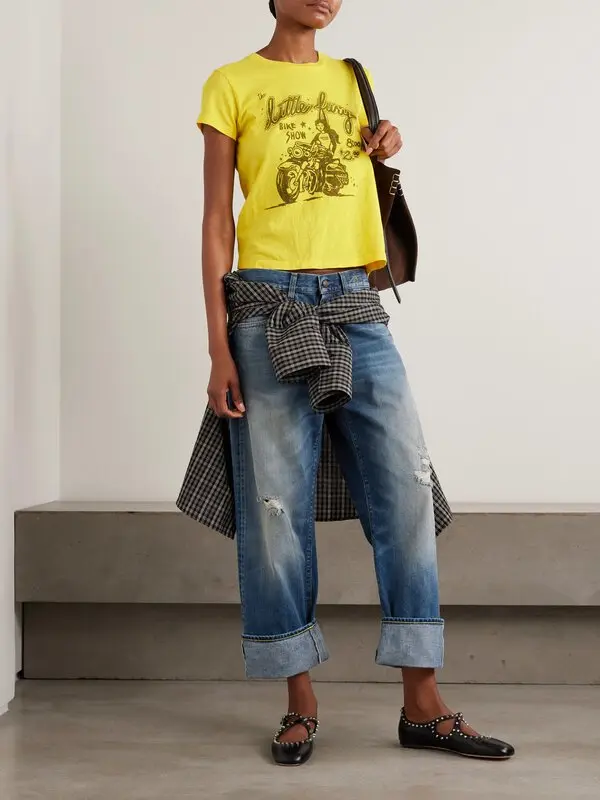 R13 Cuffed X-boyfriend Wide-leg Jeans - Blue