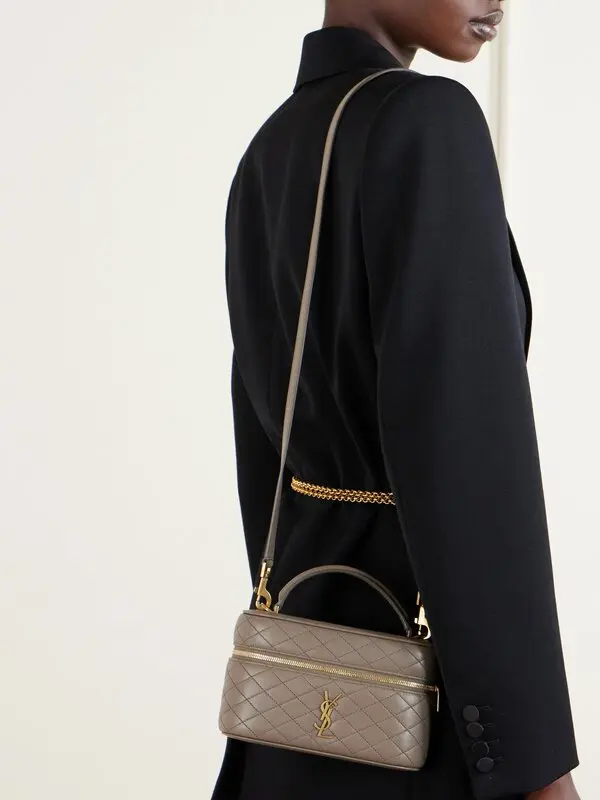 Saint Laurent Gaby Vanity Mini Quilted Leather Shoulder Bag - Brown