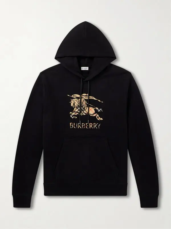 Burberry Logo-print Cotton-jersey Hoodie - Black