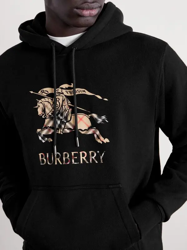 Burberry Logo-print Cotton-jersey Hoodie - Black