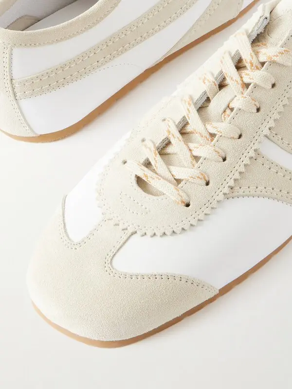 Dries Van Noten Suede-trimmed Leather Sneakers - White