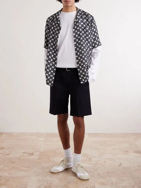 Dries Van Noten Straight-leg Cotton And Wool-blend Shorts