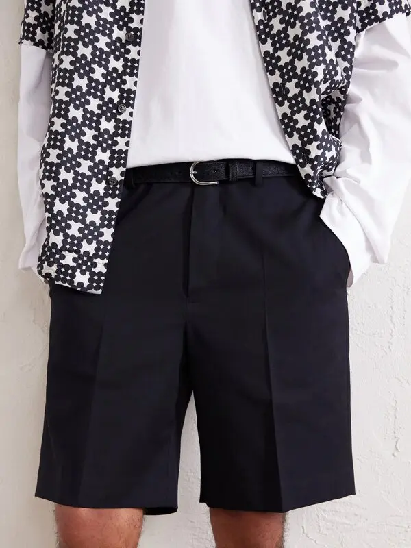 Dries Van Noten Straight-leg Cotton And Wool-blend Shorts