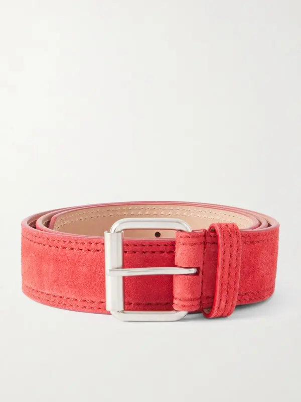 Dries Van Noten 4cm Suede Belt - Red