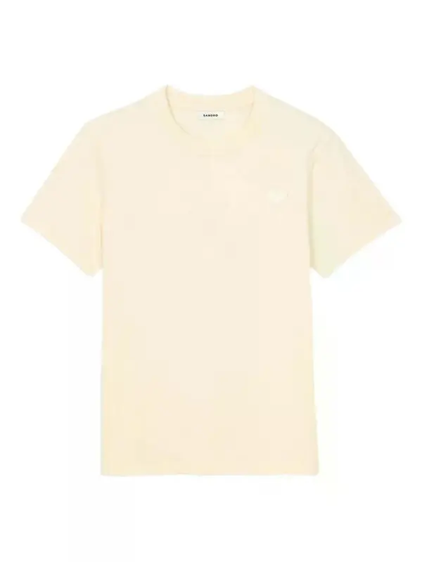 Sandro T-shirt With Heart Patch - Yellow