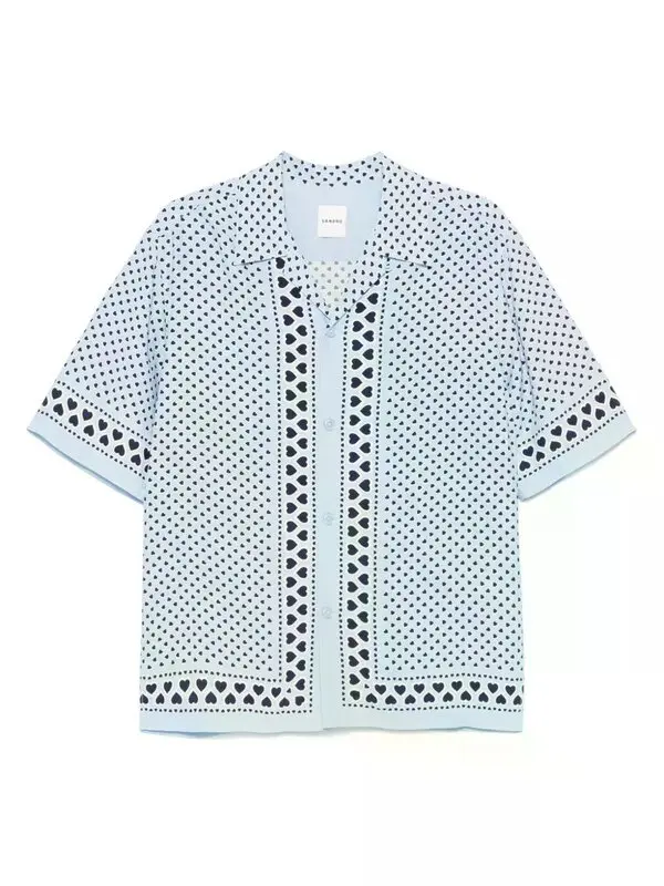 Sandro Heart Motif Flowing Shirt - Blue