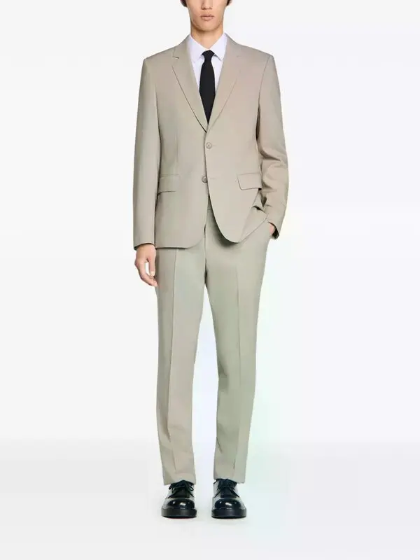 Sandro Wool Suit Jacket - Neutrals