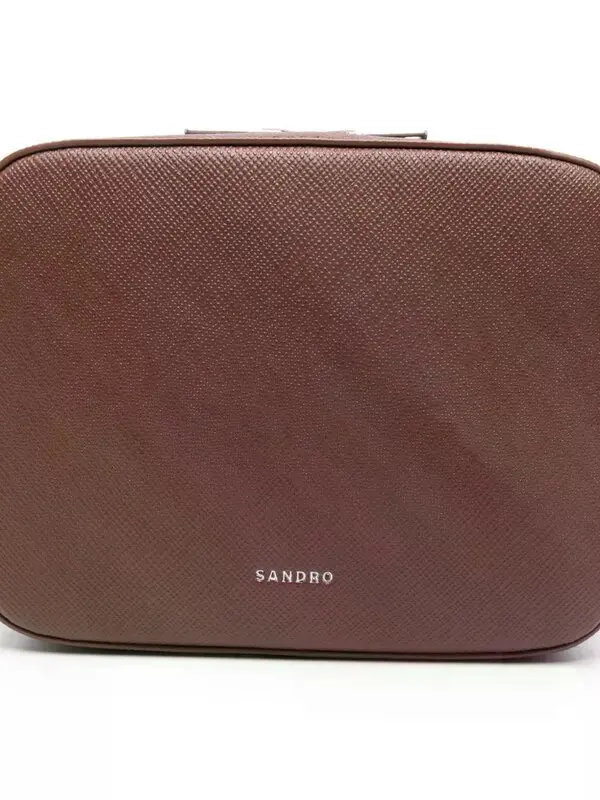 Sandro Small Saffiano Leather Bag With Adjustable Shoulder Strap - Black