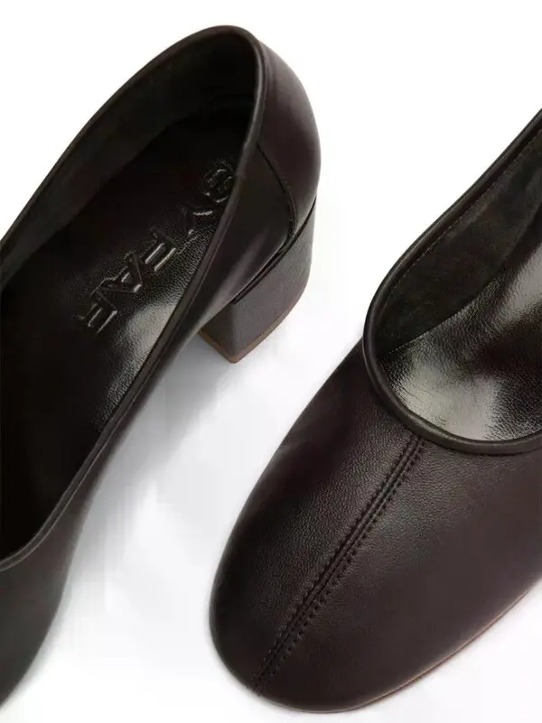 By Far Prudence Leather Heeled Pumps - Brown