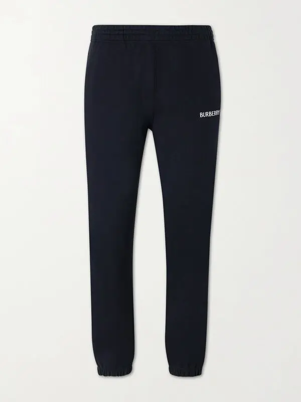Burberry Tapered Logo-print Cotton-jersey Sweatpants - Black