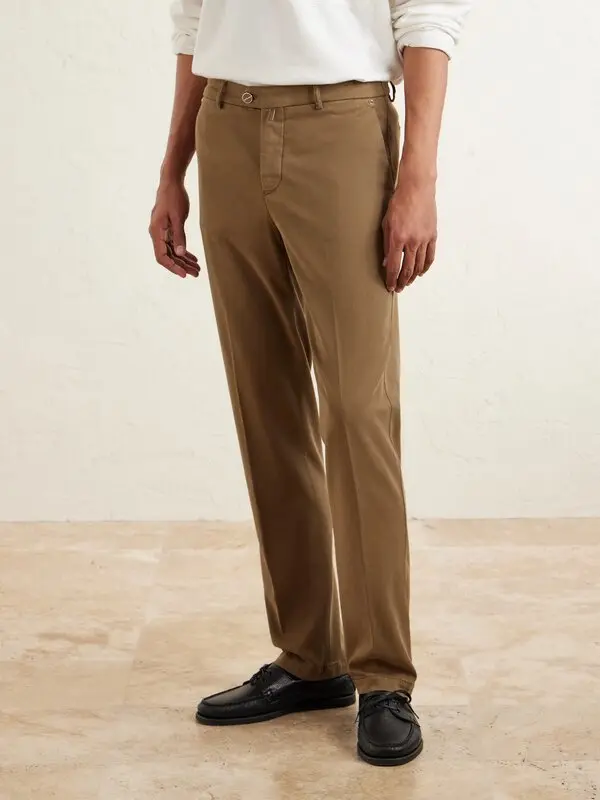 Kiton Straight-leg Lyocell-blend Trousers - Brown