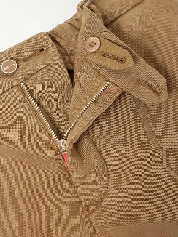 Kiton Straight-leg Lyocell-blend Trousers - Brown