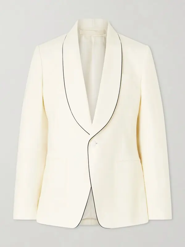 LARDINI Soirée Virgin Wool-blend Tuxedo Jacket - White
