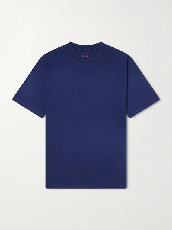 Sease Runner Logo-print Merino Wool T-shirt - Blue