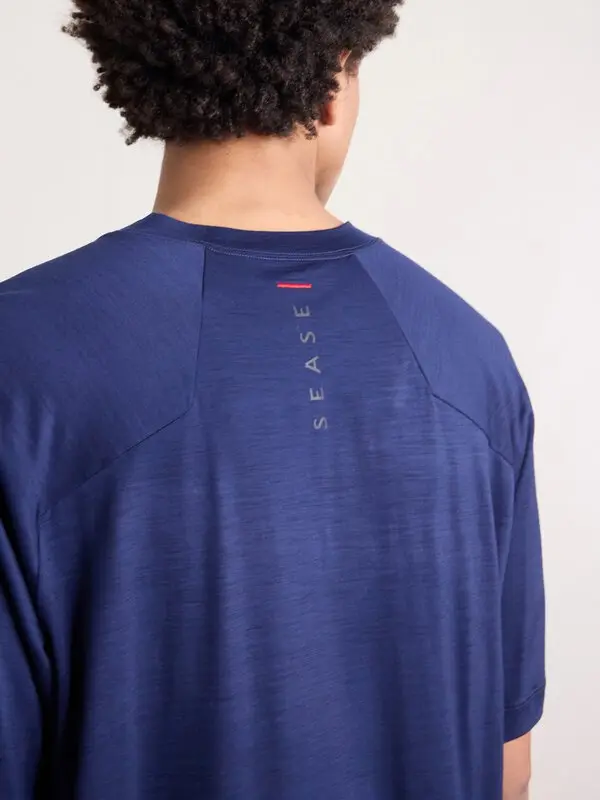 Sease Runner Logo-print Merino Wool T-shirt - Blue