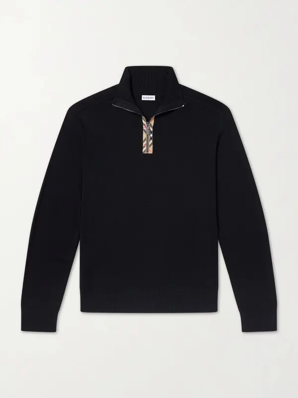 Burberry Wool Half-zip Sweater - Black