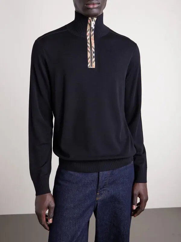 Burberry Wool Half-zip Sweater - Black